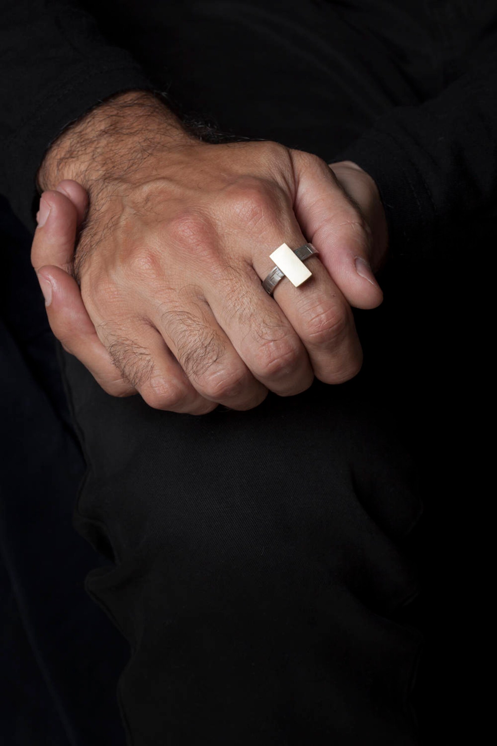 Square Mens Ring Gold and Silver Ring for Men Handmade - Etsy