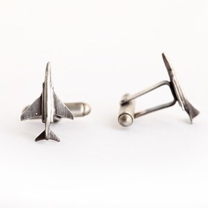Handmade Airplane Cufflinks,men Airplane Jewelry,silver Jet Cufflinks ...