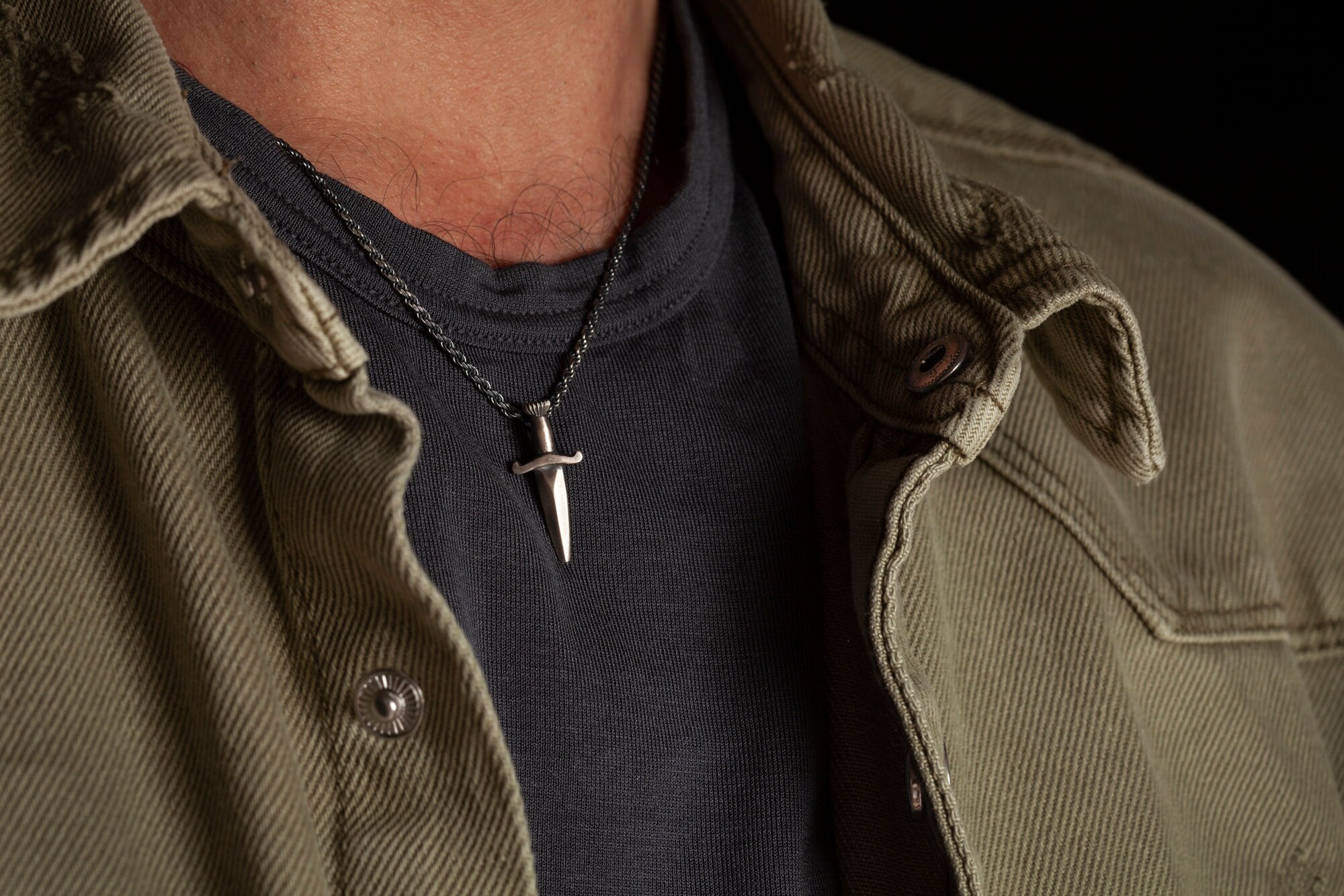 Mens Dagger Pendant Necklace 925 Sterling Silver Necklace for | Etsy