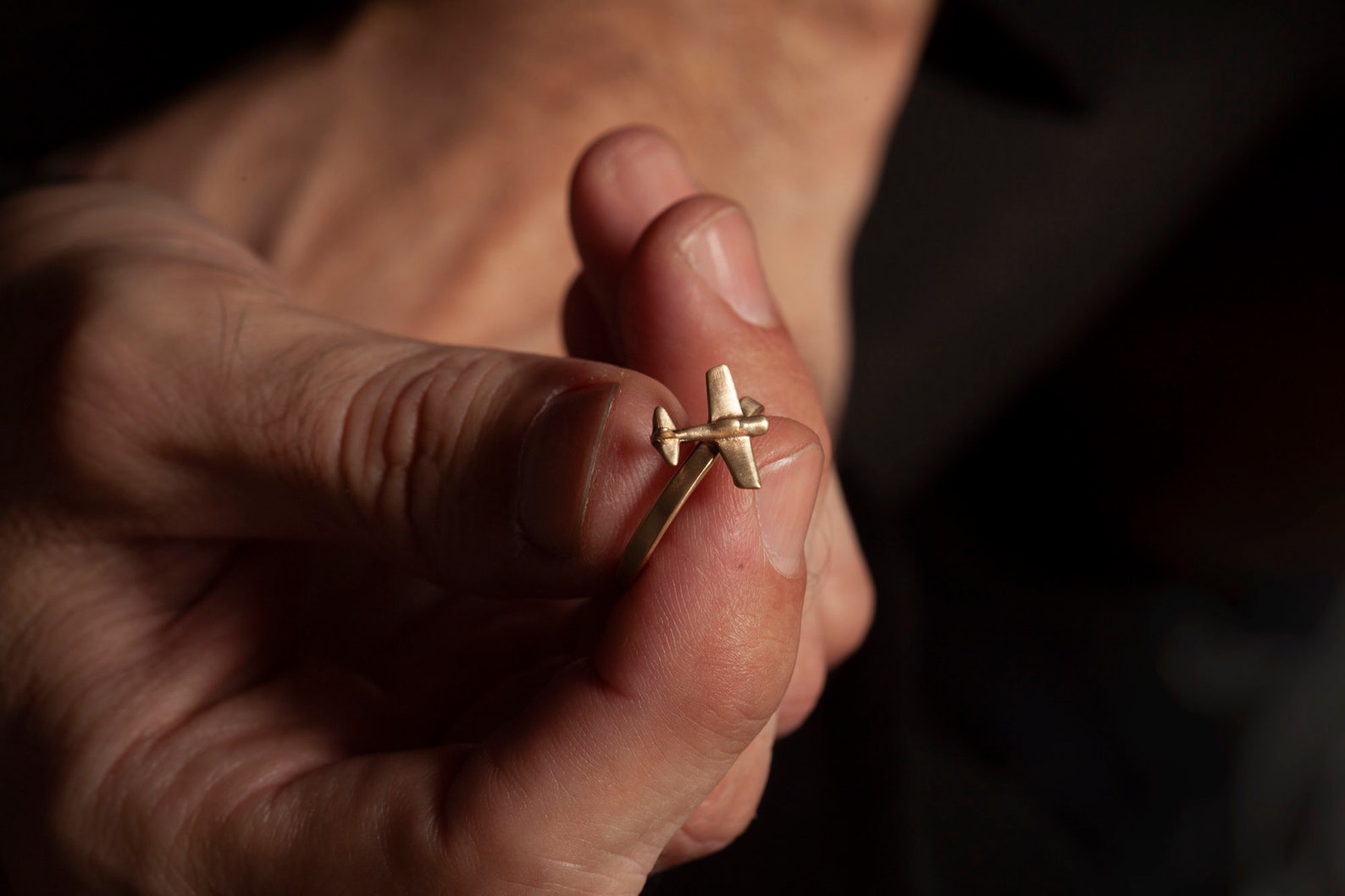 14k Gold Airplane Ring Womens Plane Ring Gold Aviation | Etsy