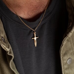 14K Gold Dagger Knife Pendant Necklace, Dagger Necklace Gold, Dagger ...
