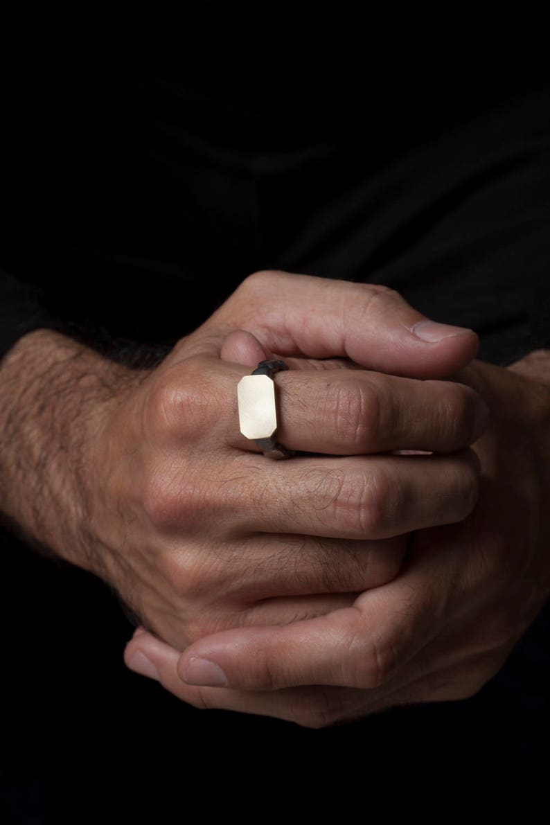 Unique Signet Ring for Men in Gold and Silver Engravable in - Etsy