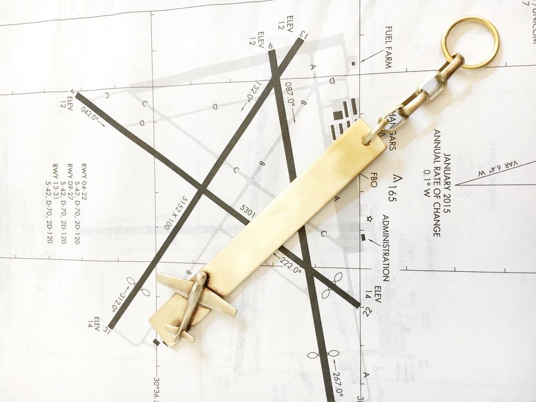Personalized Brass Airplane Keychain: Pilot Aviation Gift - Etsy