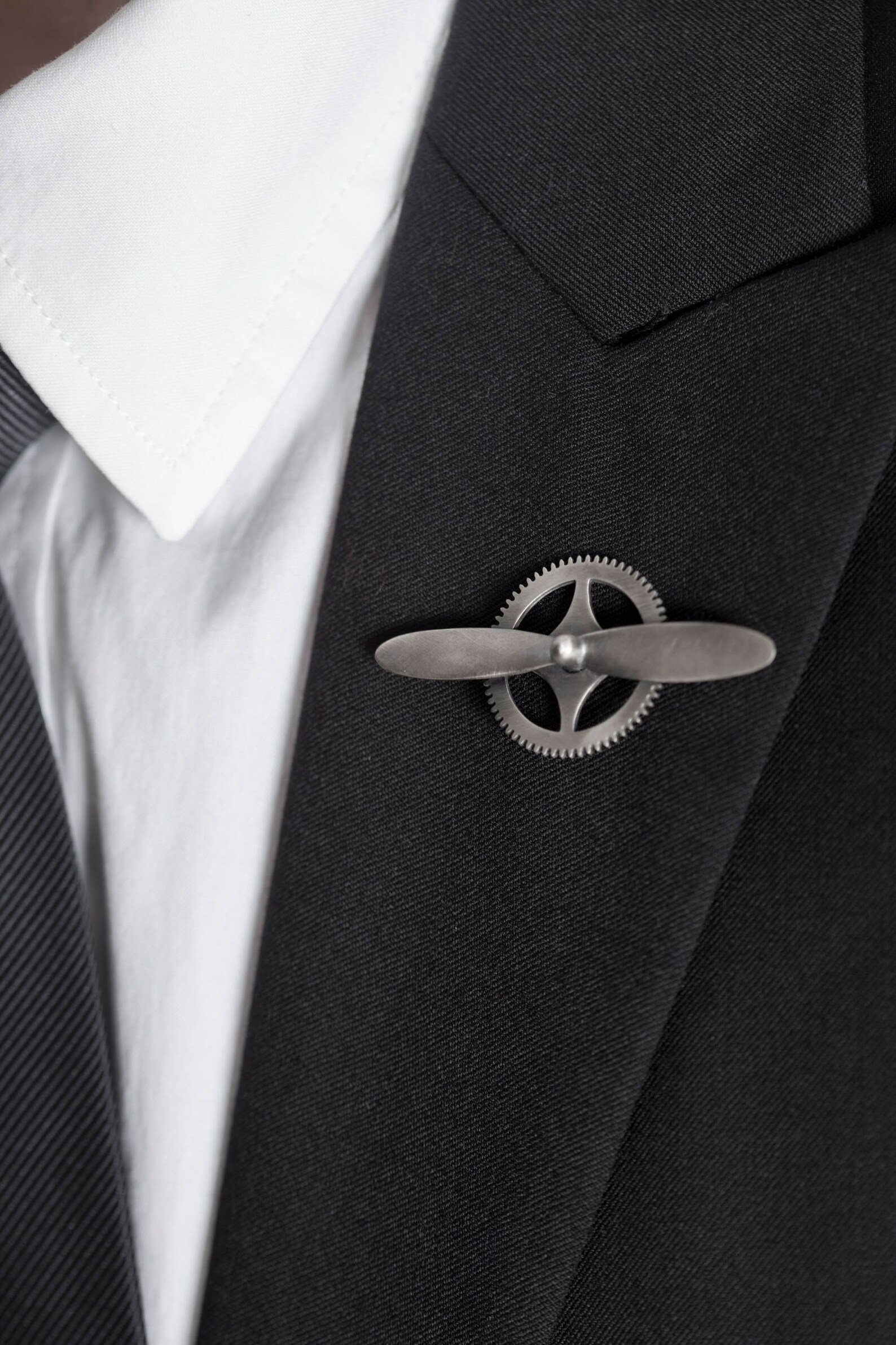 Airplane Tie Pin With Airplane Propeller on Gear in Sterling - Etsy Israel