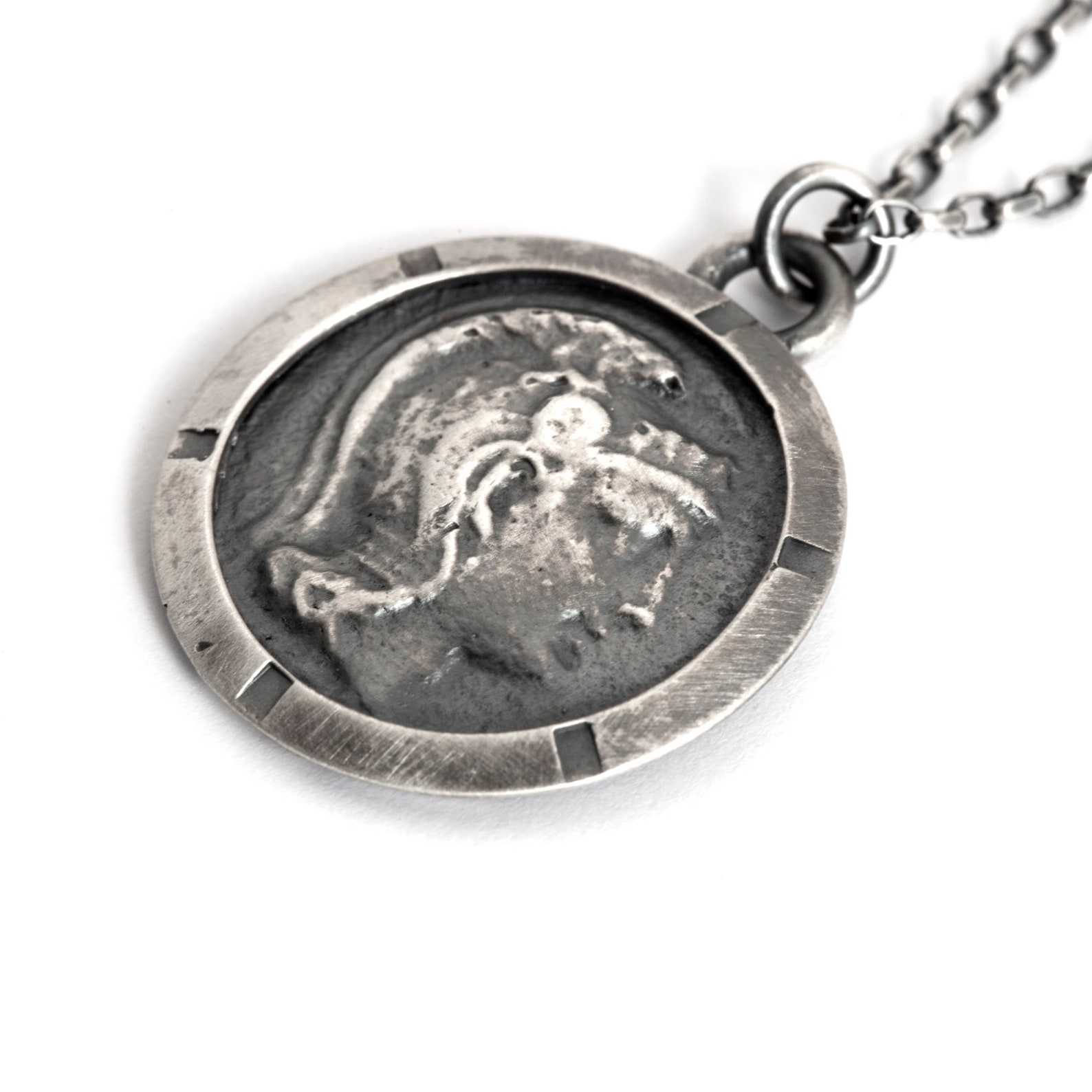 Roman Figure Coin Medallion Necklace Sterling Silver for Men or Women ...