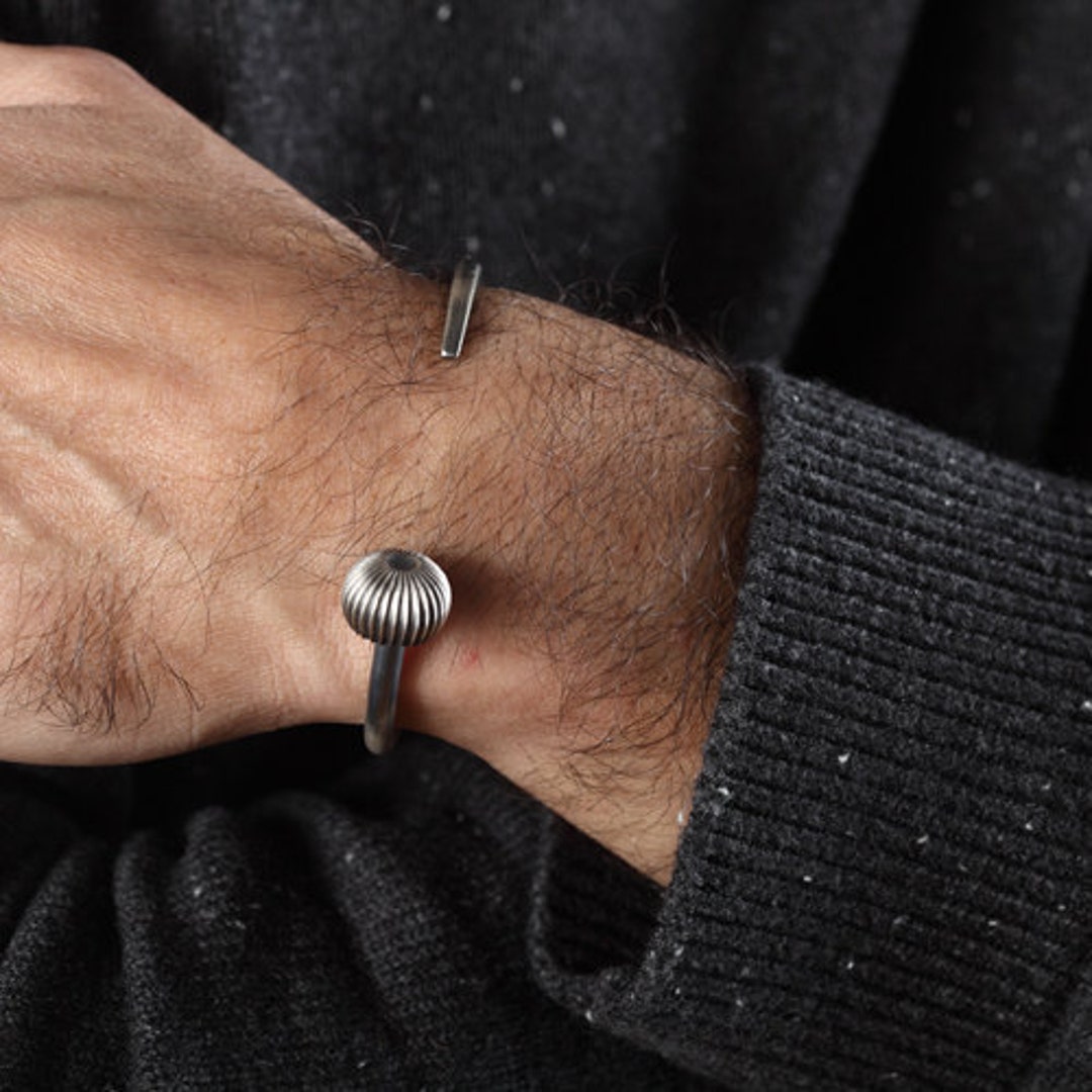 Mens Sterling Silver Cuff Bracelet: Handmade Oxidized Open Cuff - Etsy