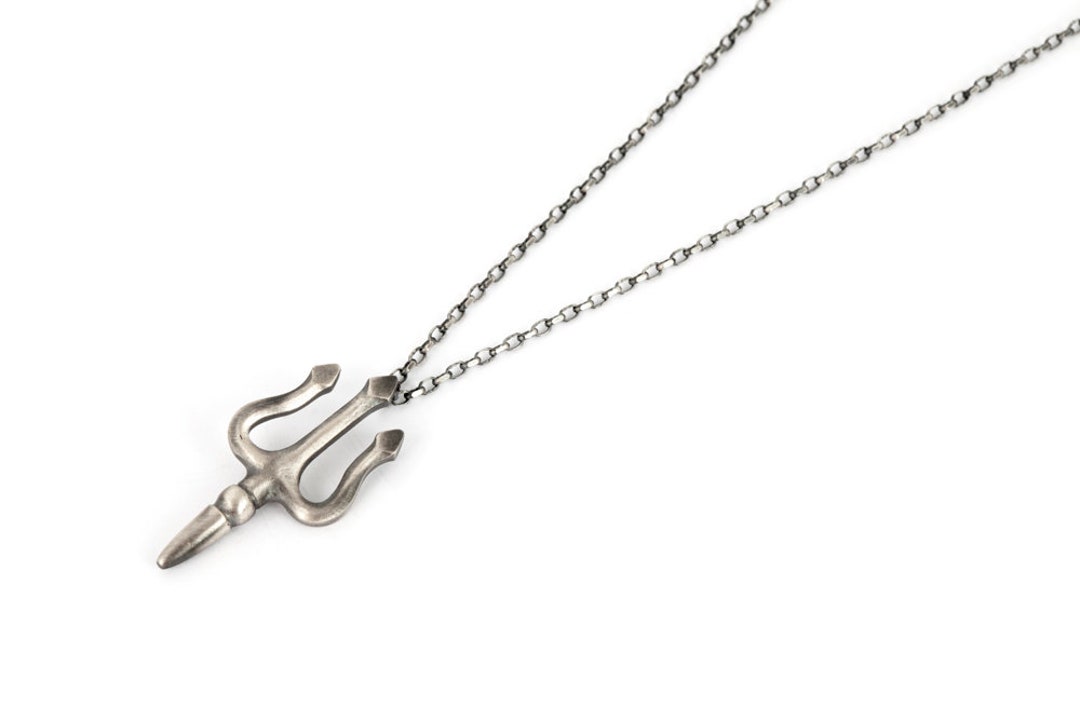 Handmade Sterling Silver Trident Necklace - Oxidized Finish - Etsy