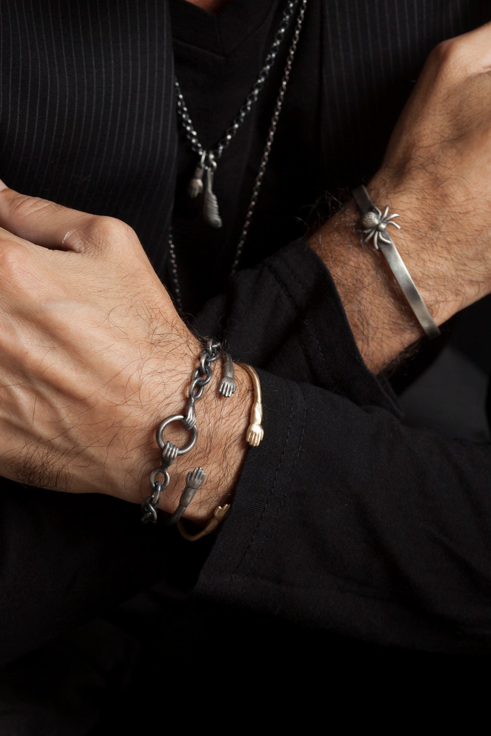 Thin Bangle Bracelet for Men Sterling Silver Bangle Men Hand | Etsy