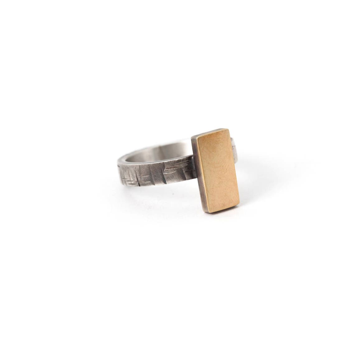 Square Mens Ring Gold and Silver Ring for Men Handmade - Etsy