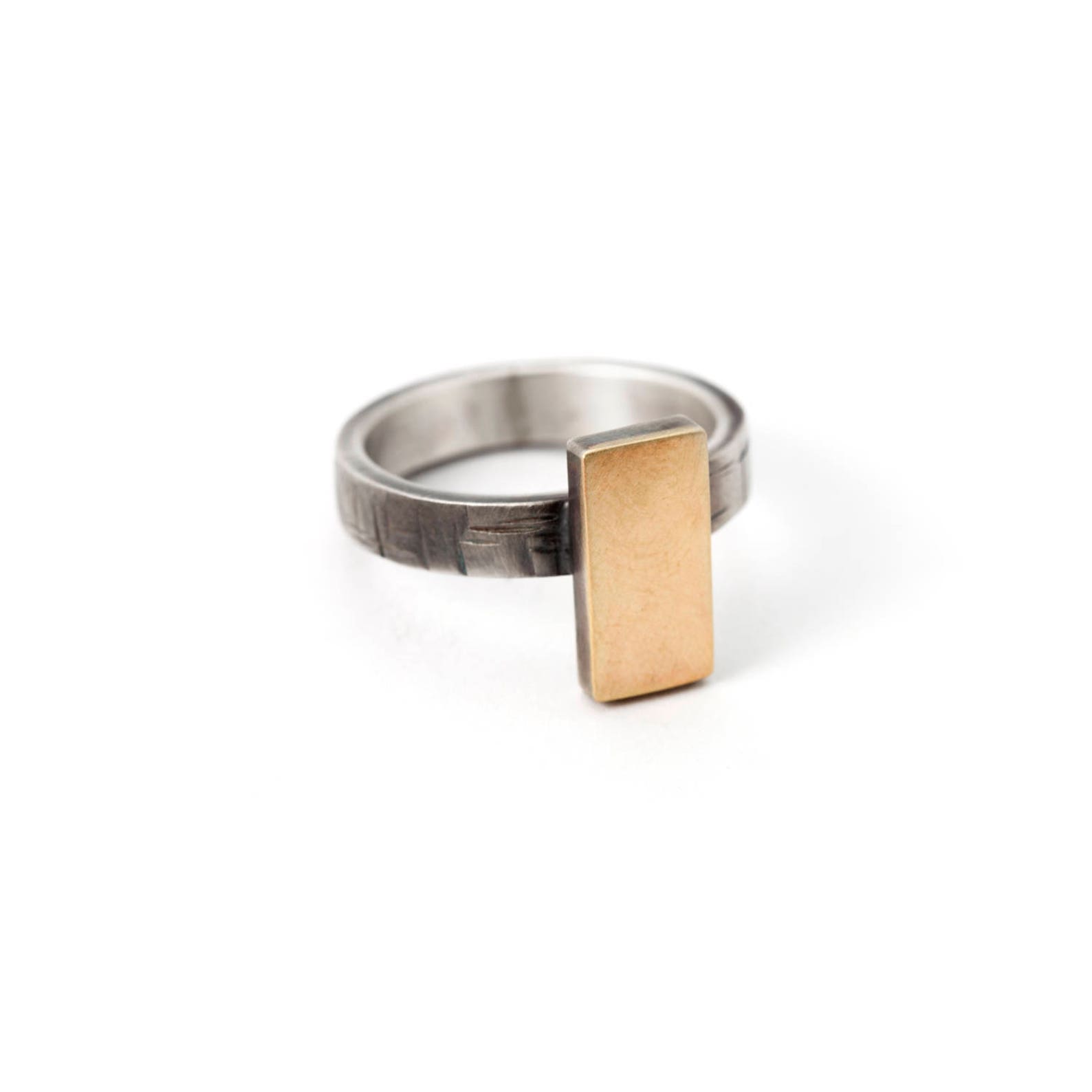 Square Mens Ring Gold and Silver Ring for Men Handmade - Etsy