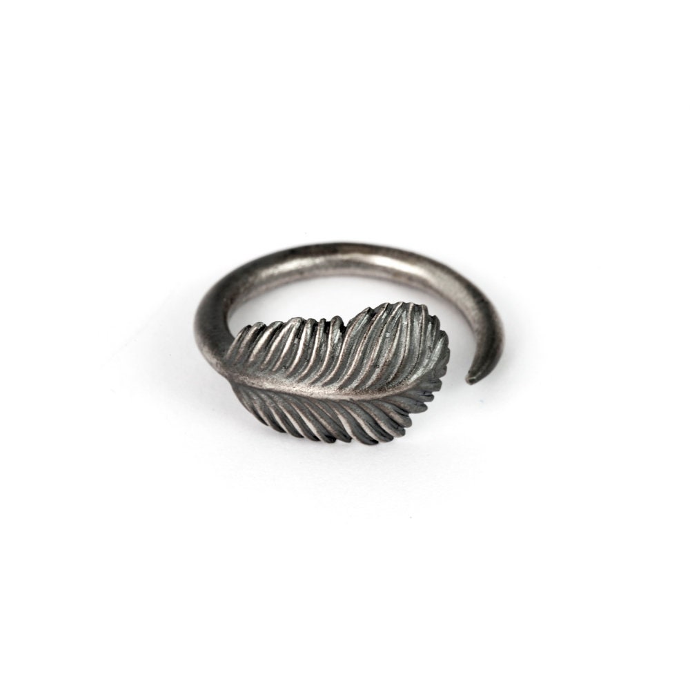 Sterling Silver Feather Ring for Men: Oxidized Handmade Jewelry - Etsy
