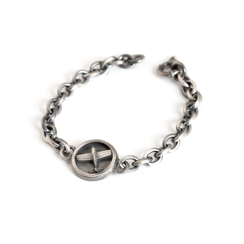 Fathers Day Gift Airplane Bracelet Mens Chain Link Bracelet - Etsy Israel