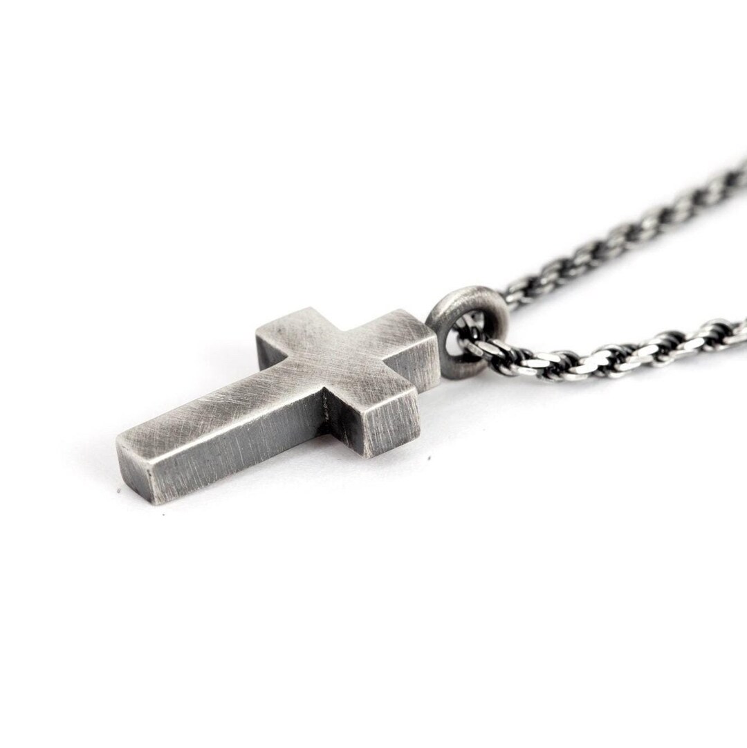 Mens Silver Cross Necklace, Custom Mens Cross Necklace Sterling Silver ...