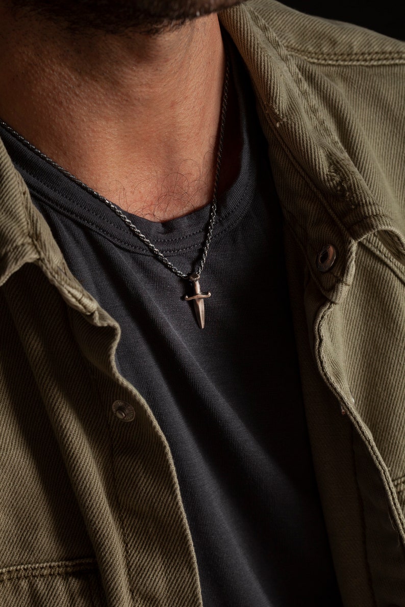 Mens Dagger Pendant Necklace 925 Sterling Silver Necklace for - Etsy
