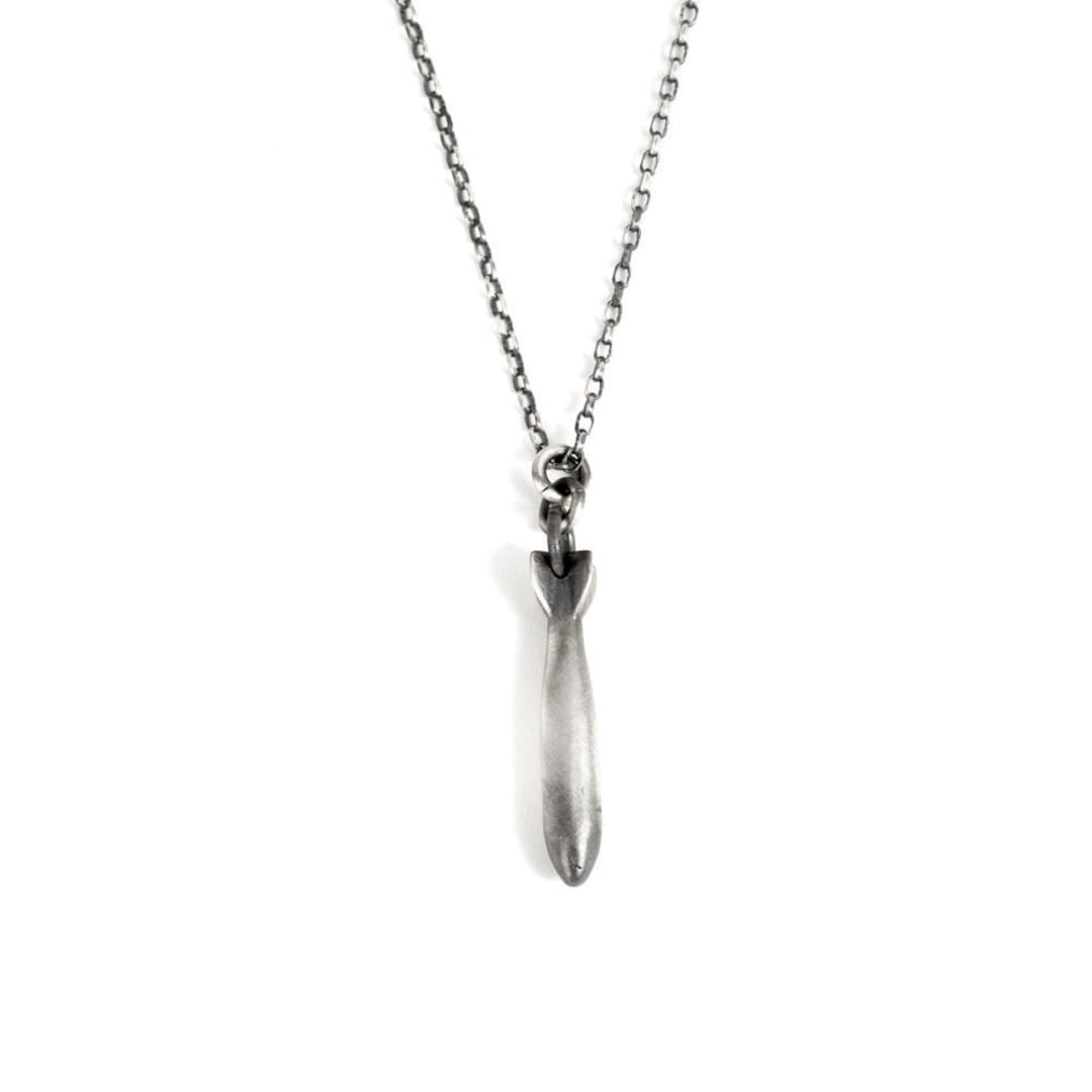 Oxidized Sterling Silver Torpedo Bomb Necklace - Handmade Men's Pendant ...
