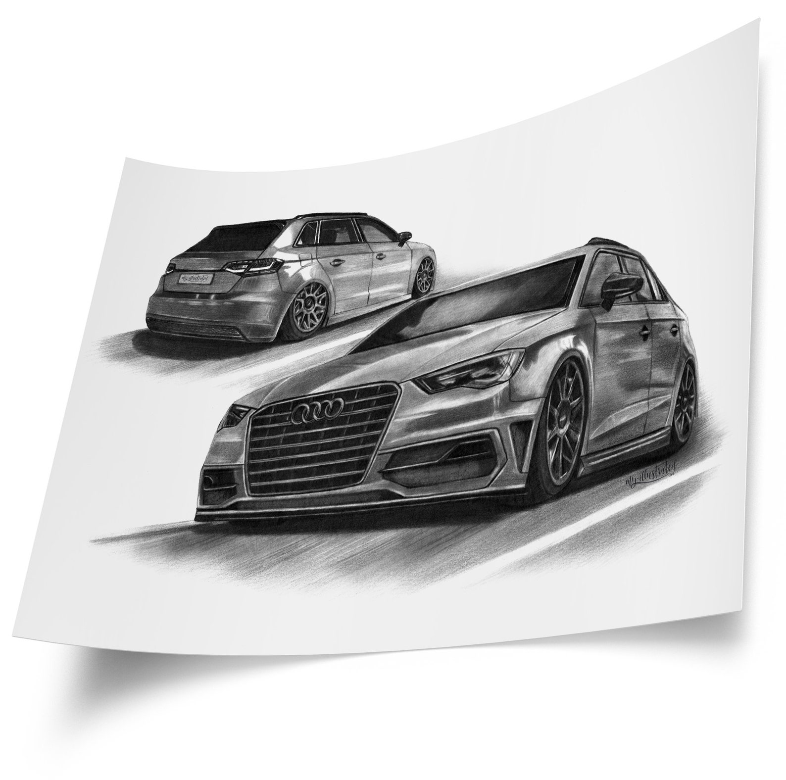 Autoportrait Drawing PENCIL Drawing of the Car Hand - Etsy