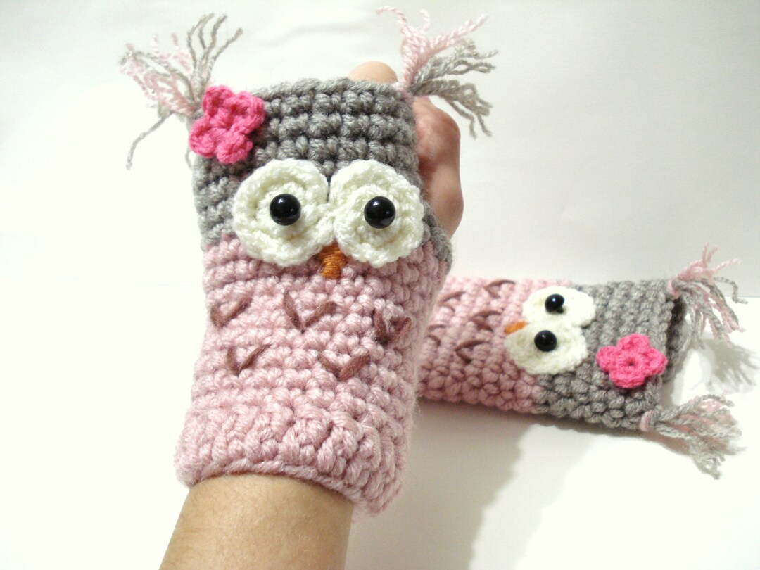 Crochet Gloves Pattern, Owl Gloves Pattern, Tutorial, Amigurumi Style ...