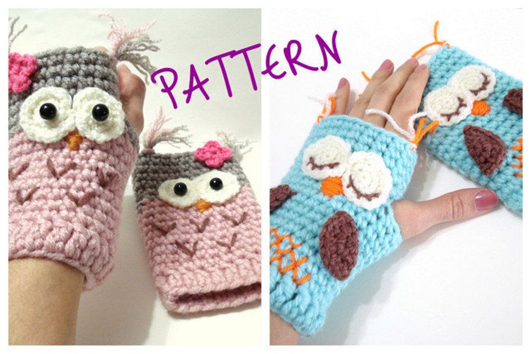 Owl Gloves Crochet Pattern, Crochet Tutorial Diy Accessories for Women ...