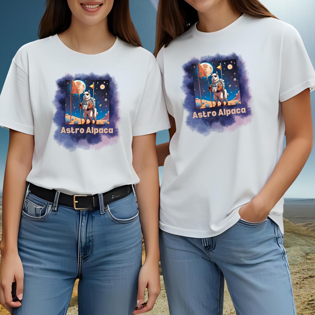 Astro Alpaca Space T-shirt, Cosmic Animal Tee, Cute Astronaut Gift for ...