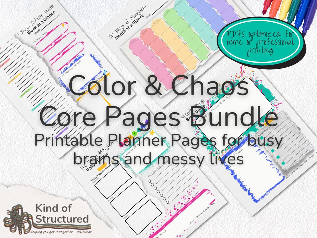 Printable Planner Pages | Color & Chaos Core Bundle | Daily, Weekly ...