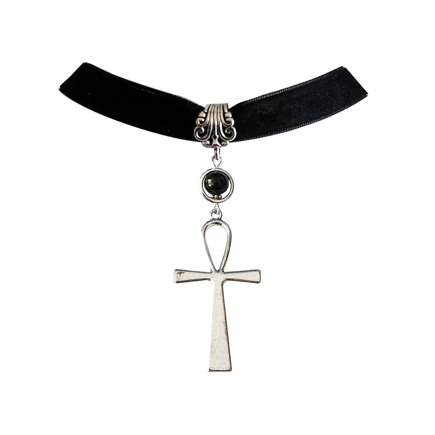 Ankh Black Velvet Choker Necklace Gothic Egyptian Cross - Etsy Singapore