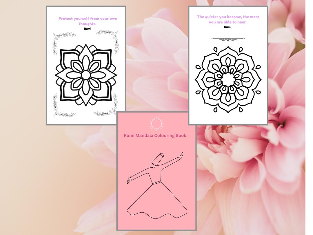 Rumi Mandala Colouring Book | 9 Calming Pages With Quotes (PDF Download ...