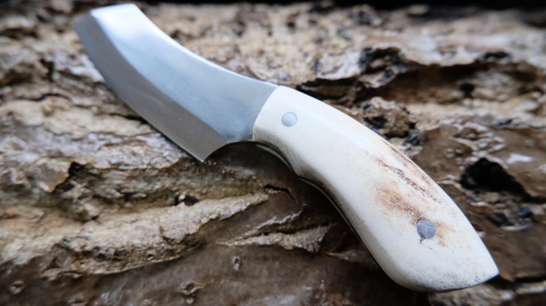 Deer Antler Handle Cleaver Knife With Leather Sheath - Etsy