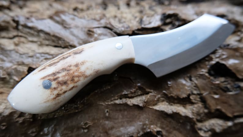 Deer Antler Handle Cleaver Knife With Leather Sheath - Etsy