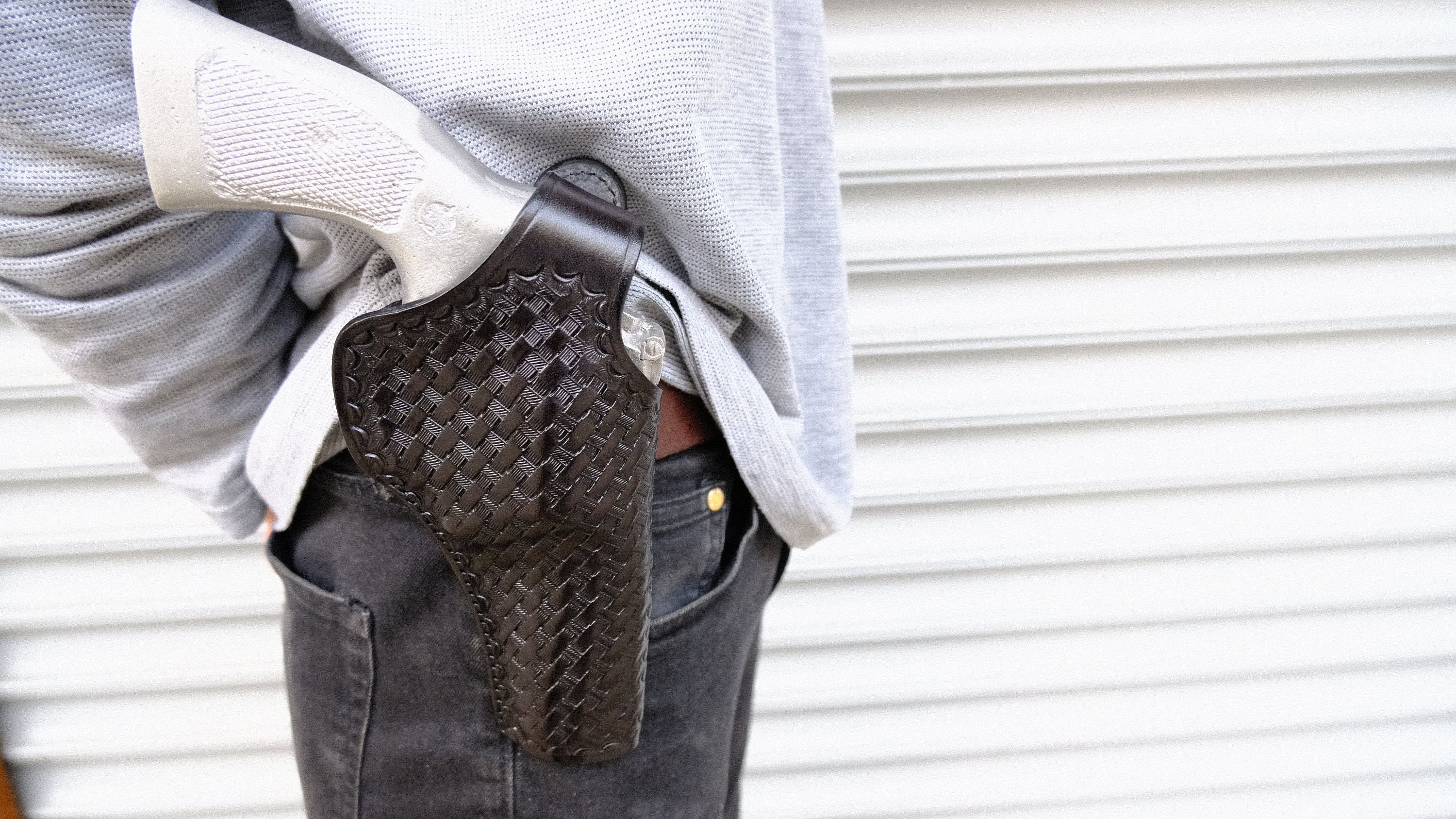 Basket Weave Thumb Break Leather Holster: S&W 686, Colt Python, Ruger ...