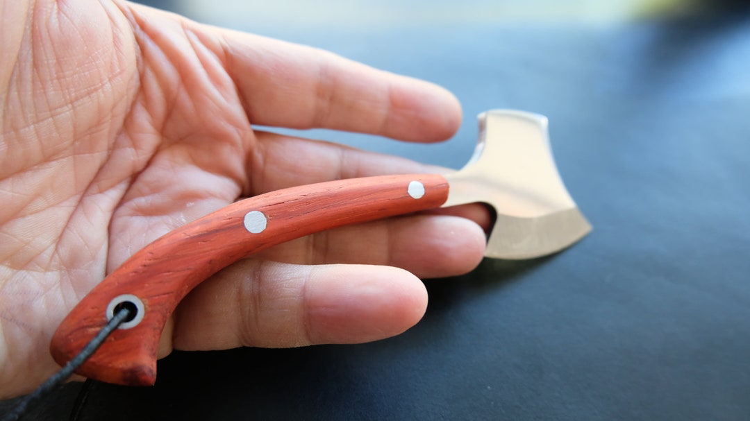 Mini Neck Purse Axe Hatchet With Leather Sheath padauk Wood - Etsy
