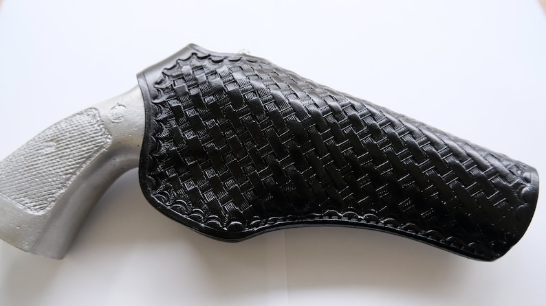 Basket Weave Thumb Break Leather Holster: S&W 686, Colt Python, Ruger ...