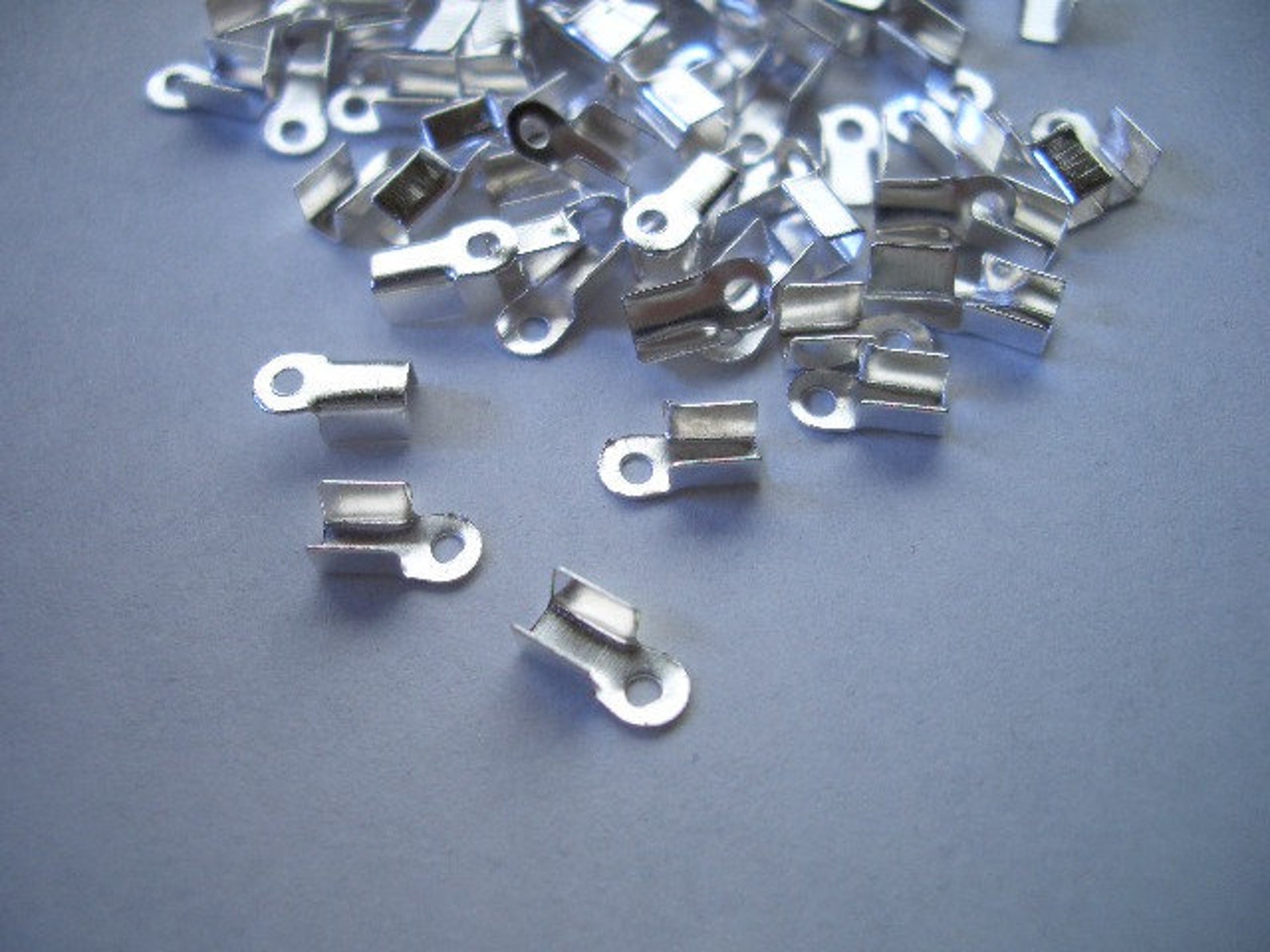 6mm Silver Plated Crimp Ends Small Crimps Fold Over Crimp - Etsy