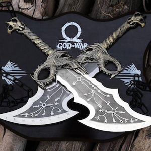 Blades of Chaos – God of War Inspired Twin Swords With Wall Plaque – Collectible Kratos Weapon ...