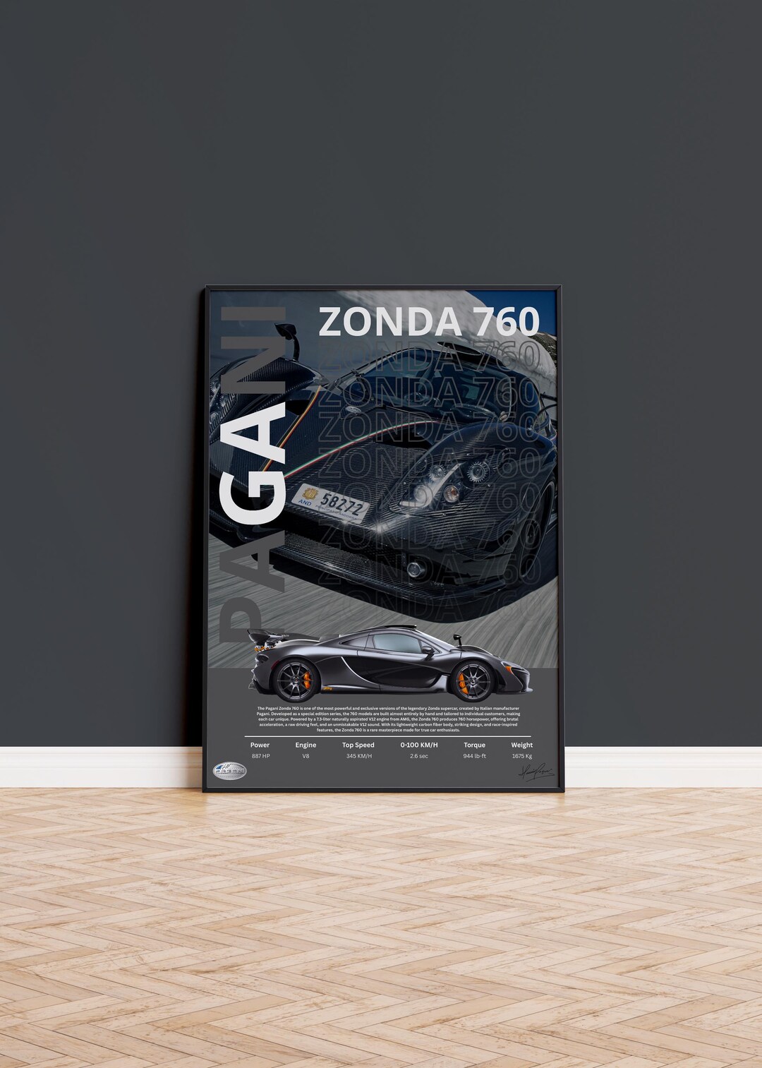 Pagani Poster, Pagani Wall Art, Pagani Zonda 760 Poster, Car Guy Gift ...
