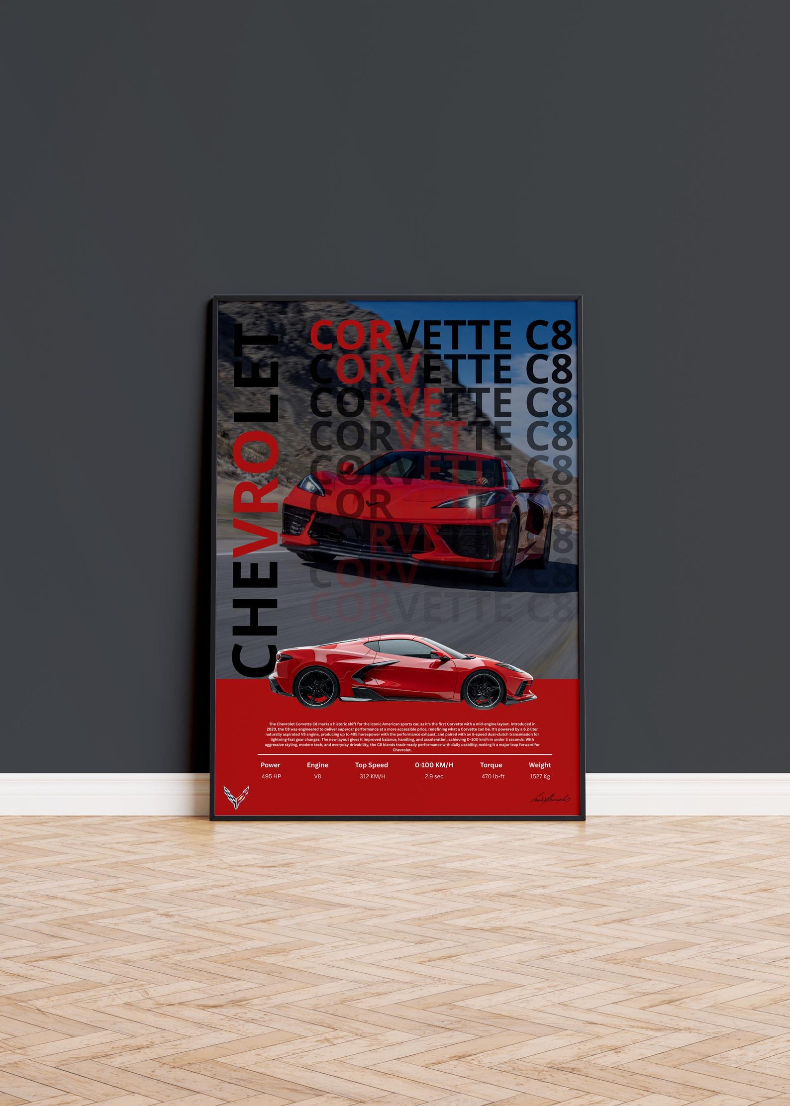 Chevrolet Poster, Chevrolet Wall Art, Chevrolet Corvette C8 Poster, Car ...
