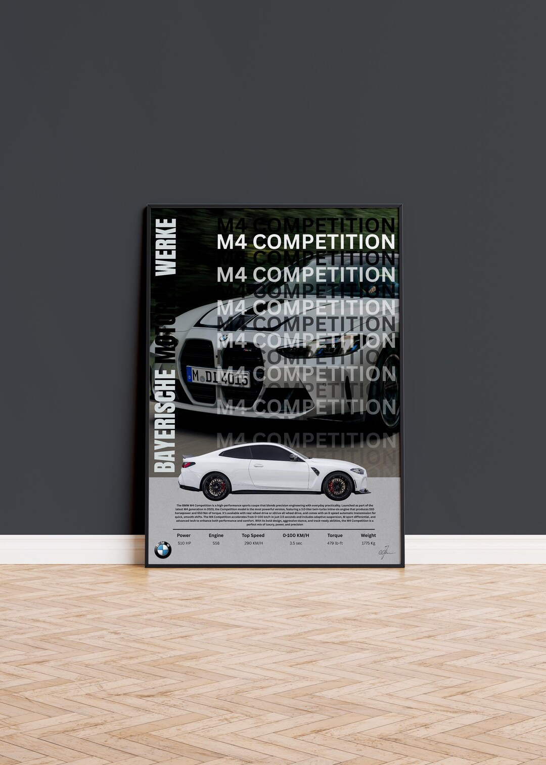 BMW Car Poster, BMW M4 COMPETITION Digital Print - Etsy