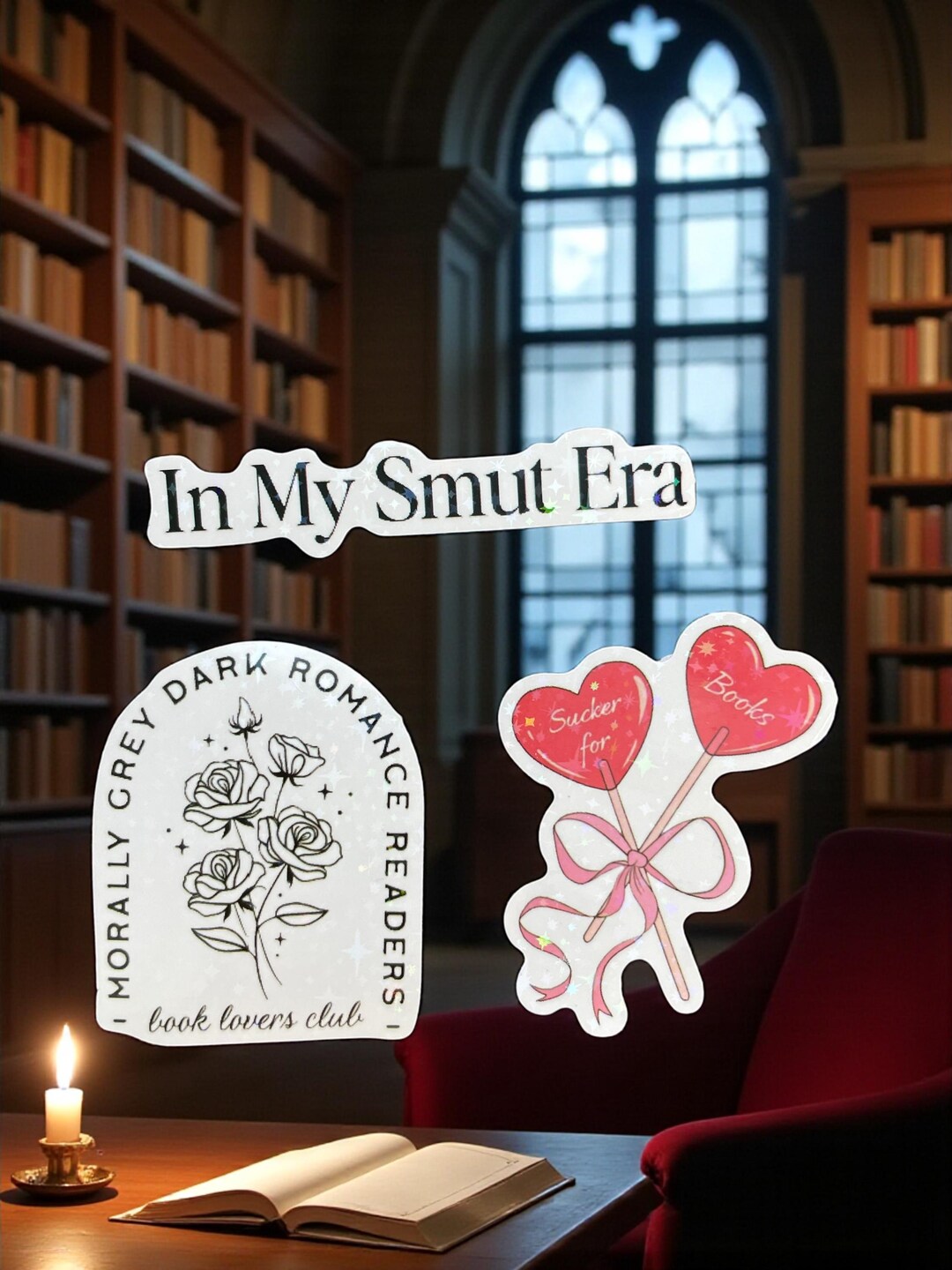 Holographic Fantasy Romance Sticker Pack: Book Lover Vinyl Decals - Etsy