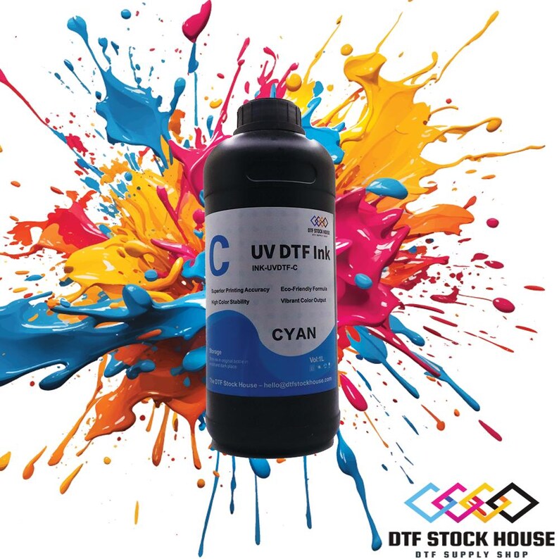UV DTF Premium Inks, One Liter Bottles, White, Black, Cyan, Magenta ...