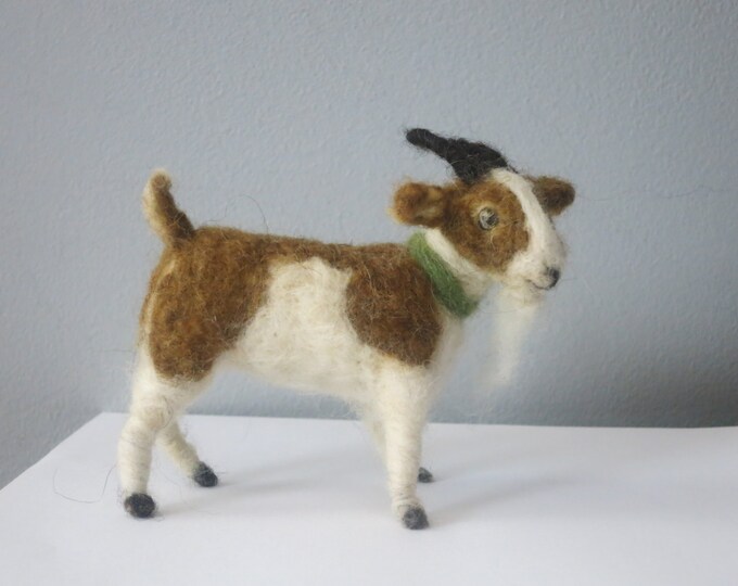 Brown and White Needle Felted Goat - Etsy