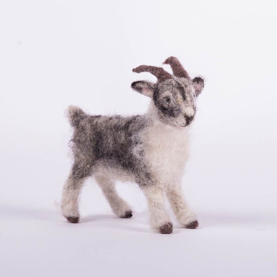 Needle Felted Goat Grey and White Goat - Etsy