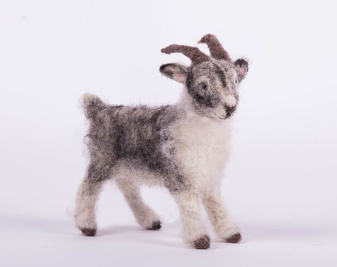 Needle Felted Goat Grey and White Goat - Etsy