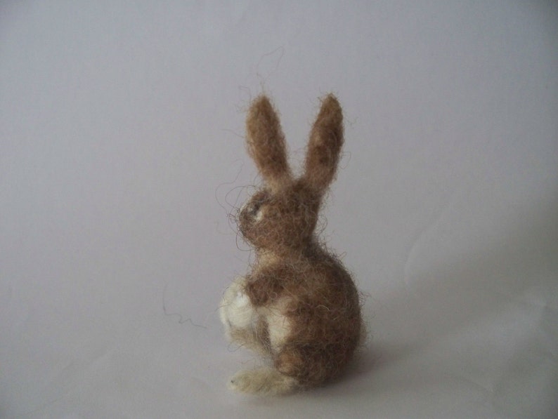 Small Brown and White Wool Felt Bunny Felted Rabbit - Etsy