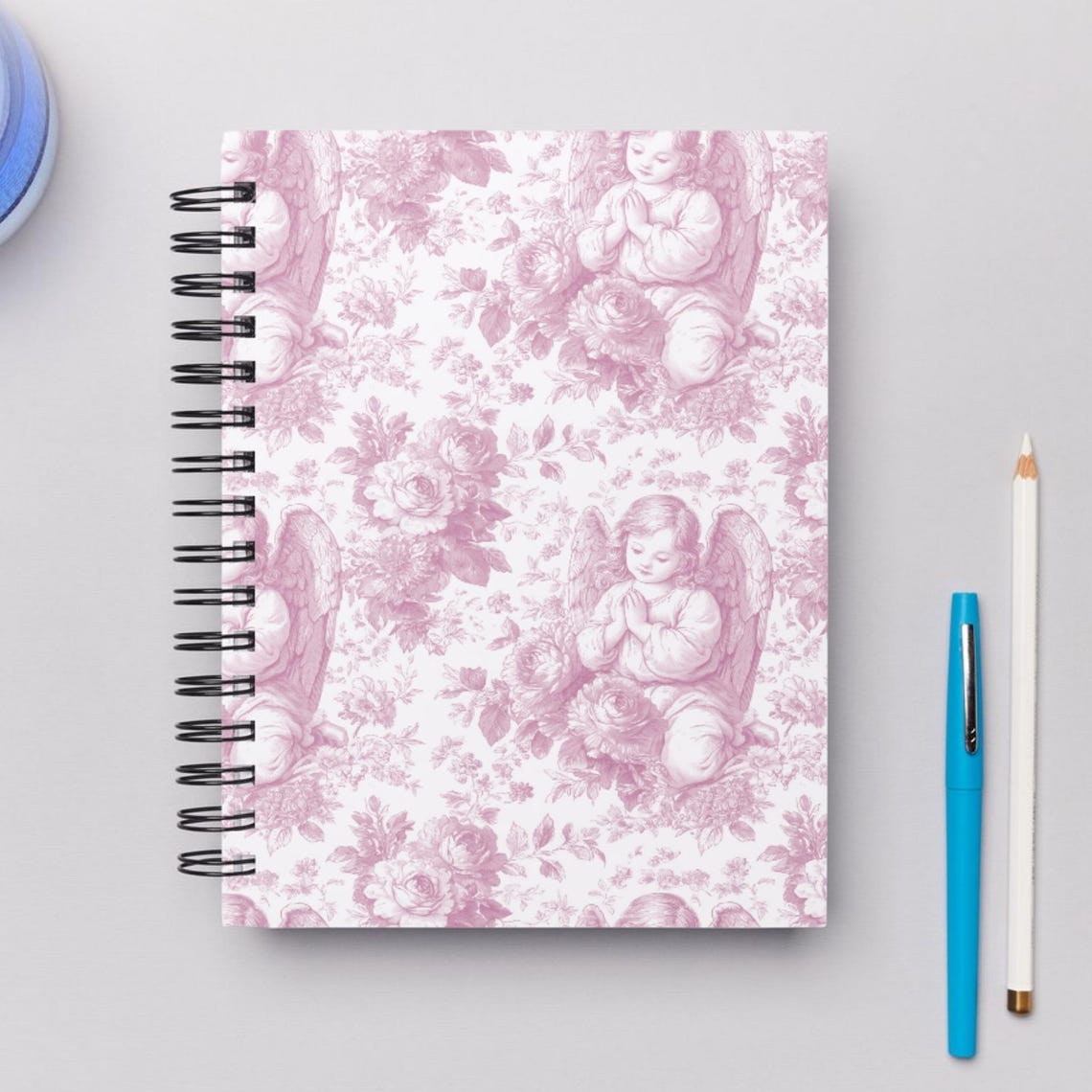 Toile Angel Pattern – Soft Pink Roses & Cherubs, 12×12 JPEG, Seamless ...