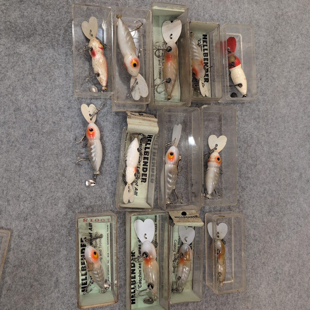 Vintage Hellbender Fishing Lures Lot of 13 Assorted Colors and Styles ...