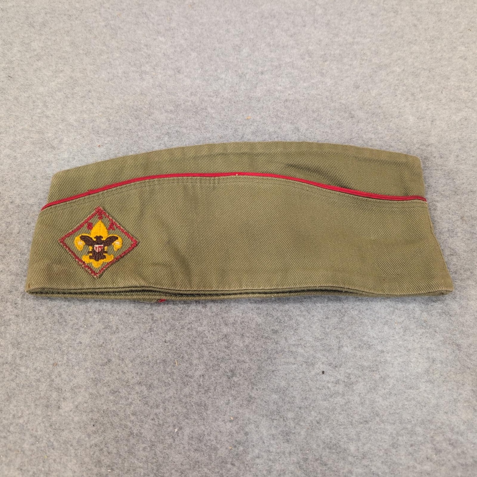 Vintage Boy Scouts of America Uniform Garrison Cap Hat Khaki Red Trim ...