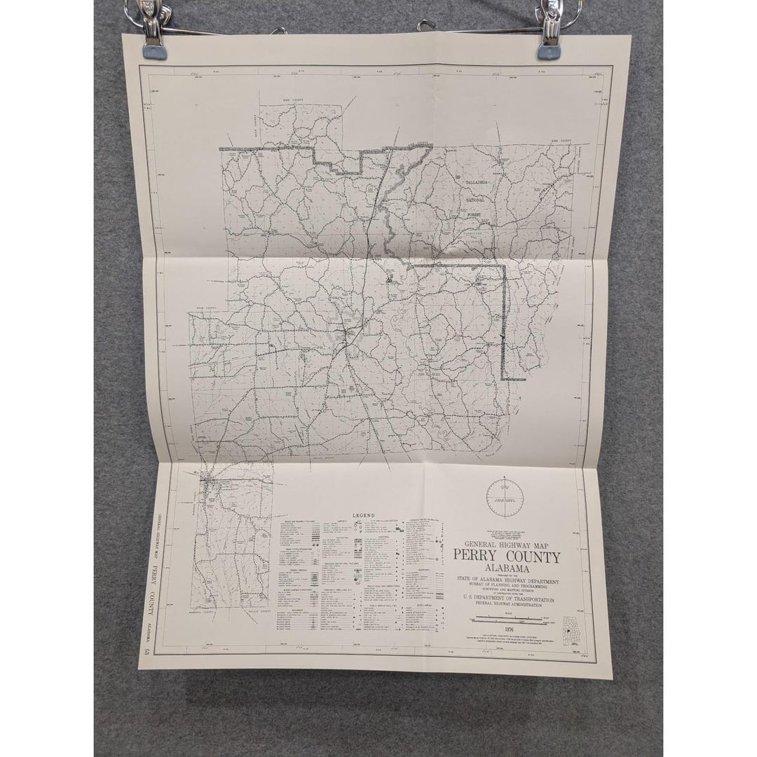 1976 Perry County Alabama Highway Map Vintage Road Topography 24" X 18 ...