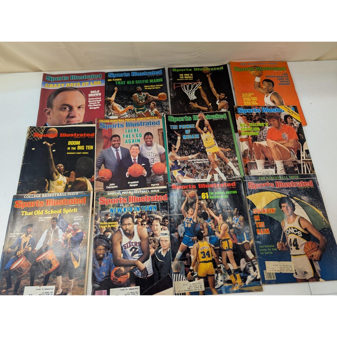 12 Vintage Sports Illustrated Magazines Lot Basketball 1970s 1980s ...