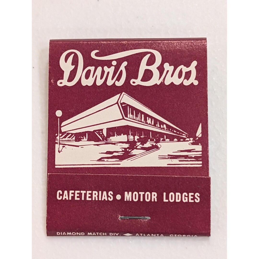 Vintage Davis Bros Cafeterias Motor Lodges Matchbook Diamond Match ...