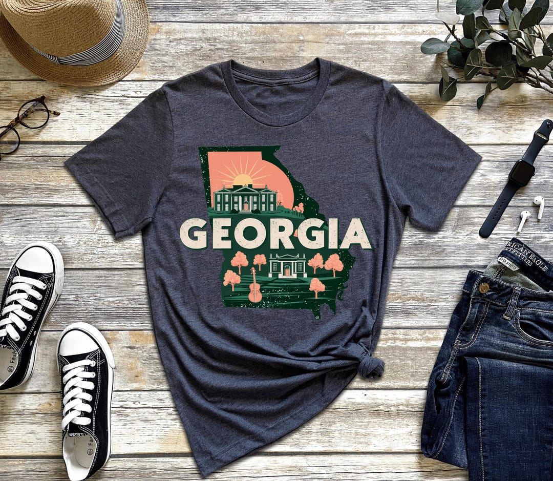 Georgia State Shirt, Georgia Landmarks T-shirt, Georgia Vacation Tee ...