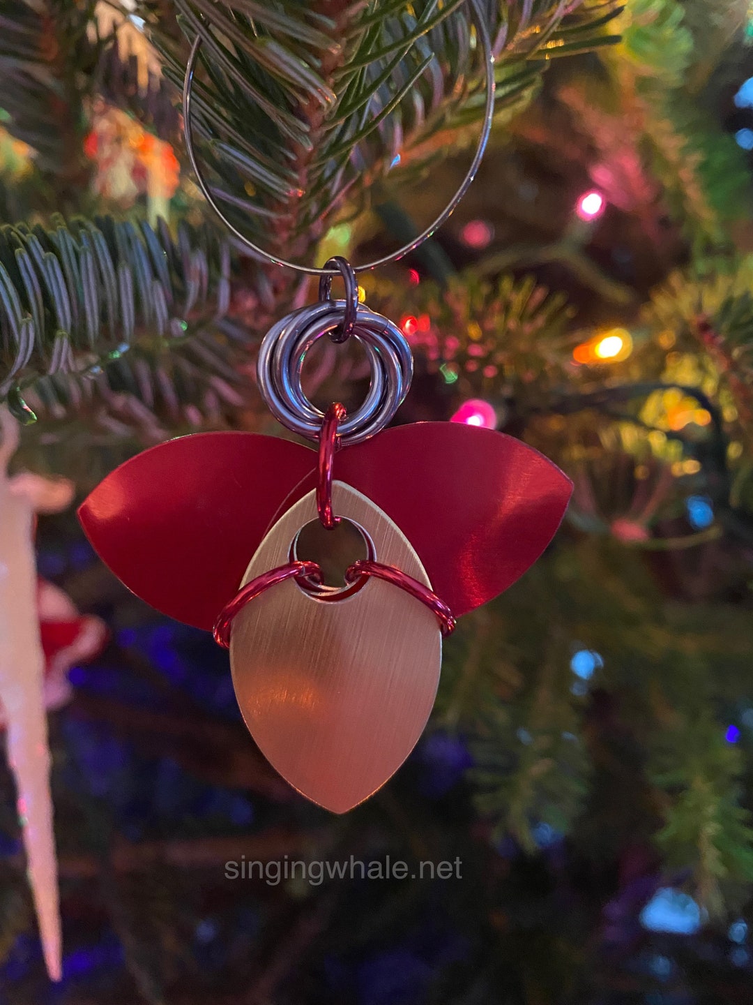 Angel Ornament, Chainmail, Scalemail, Unique Decoration, Red, Gold, and ...